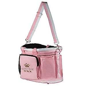 HORZE Emilie Equestrian Kids' Durable Grooming Bag with Tote Handles and Shoulder Strap - Bubblegum Pink - One Size