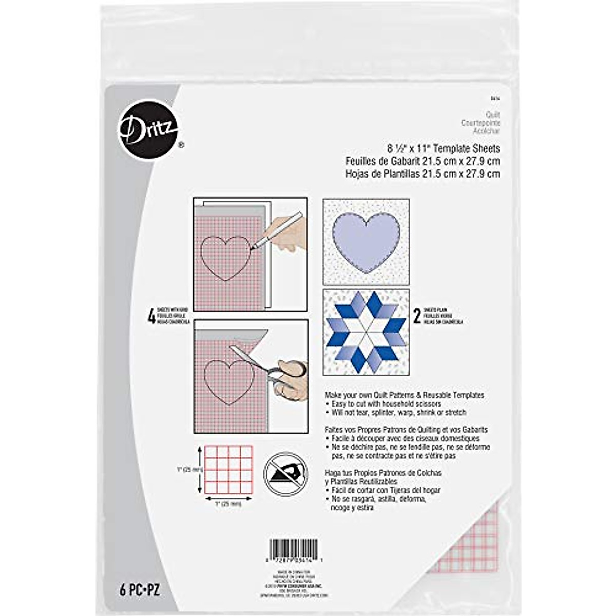 Dritz 3414 Non-Slip Vinyl Template Sheets (6-Count)