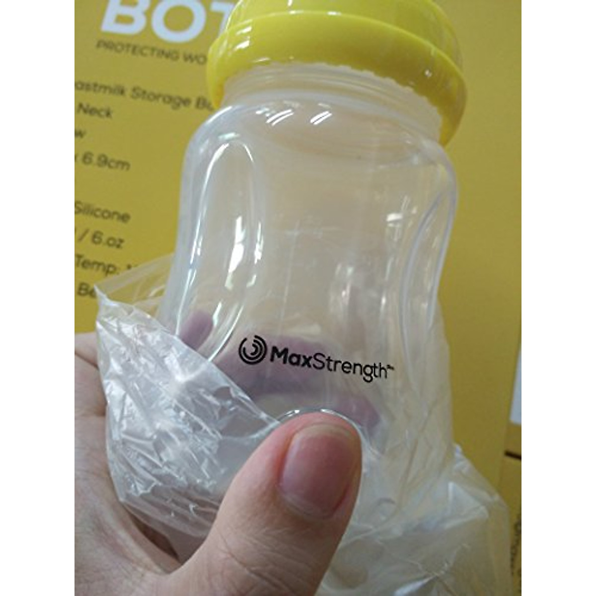 Breastmilk Bottles 6pc Set with Leak Proof Lids by Max Strength Pro, 6.oz 180ml Reusable Wide Neck Bottles Best for Breast Milk Collection & Storage Solution, BPA Free, Fits Spectra & Avent Models
