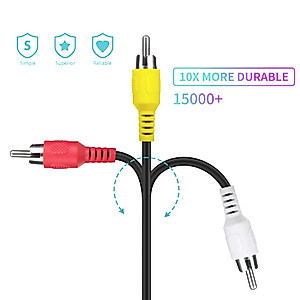 Digipartspower 5FT Cable A/V Audio/Video AV Cord 3.5mm AUX Auxilairy to RCA Composite Yellow White Red Cable for 503AK0400191000001 Western Digital WD TV HD,Live,Live Plus & Mini Media Player
