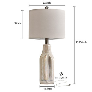 USumkky 23.75 inches Modern Ceramic Table Lamp Set of 2 for Living Room, Farmhouse Bedside Nightstand Lamp for Bedroom Home Office Dorm