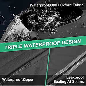 SUNICO Rectangle Patio Table Cover with Umbrella Hole 84" L x 44" W x 6" H - Waterproof Outdoor Table Cover - Heavy Duty 600D Oxford Fabric Patio Furniture Covers