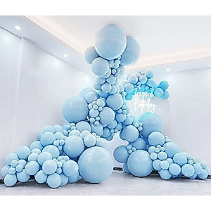 Pastel Baby Blue Balloons - Double Stuffed Light Blue Balloon Garland Arch Kit Different Sizes for Baby Shower Gender Reveal Birthday Party Decoration