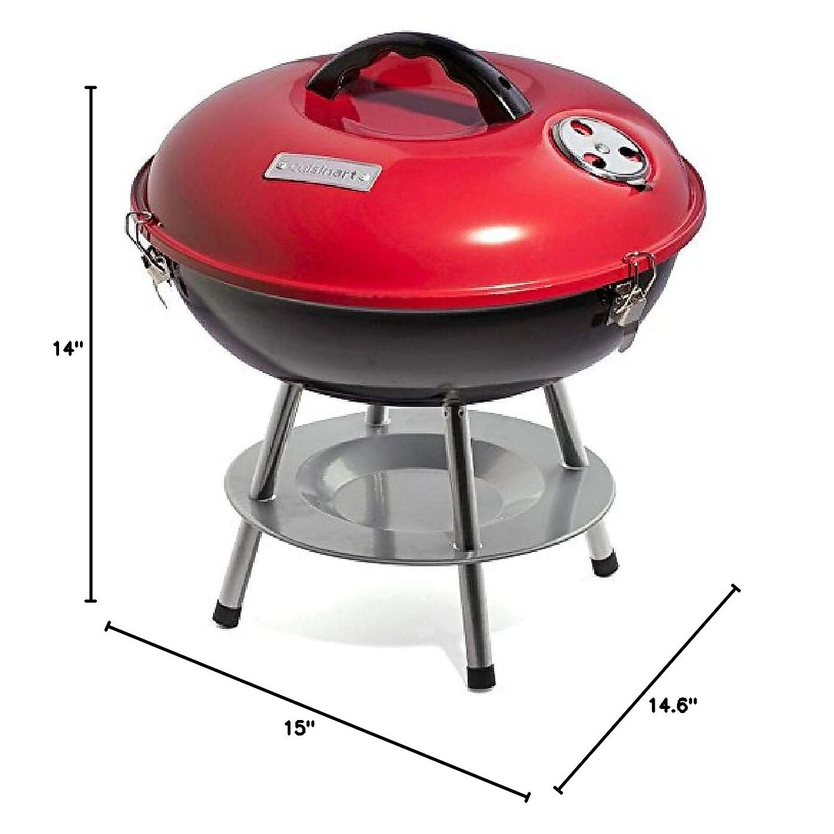 Cuisinart CCG190RB Inch BBQ, 14" x 14" x 15", Portable Charcoal Grill, 14" (Red)