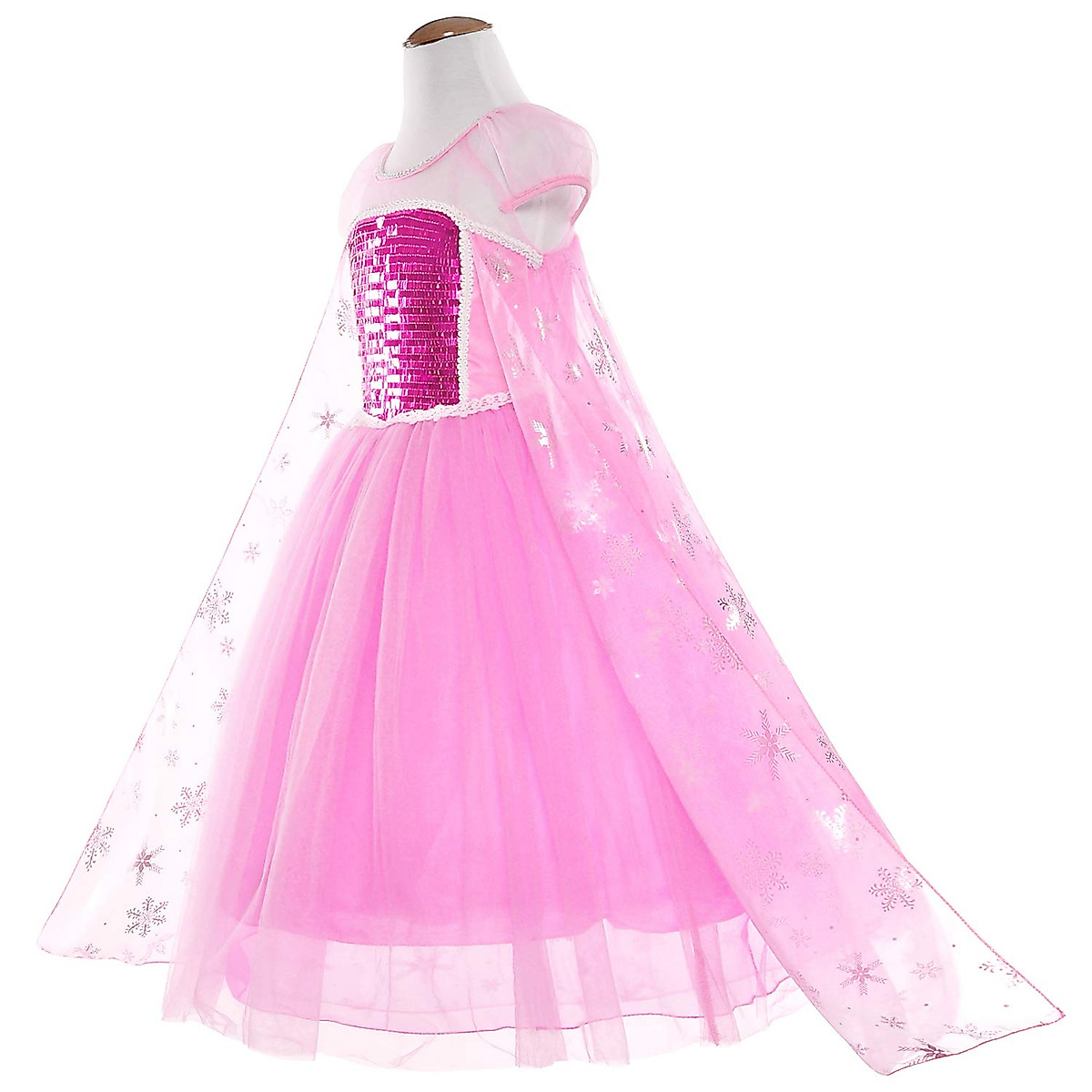 Party Chili Pink Princess Dress Costumes Birthday Dress Up for Little Girls with Crown,Mace,Gloves Accessories