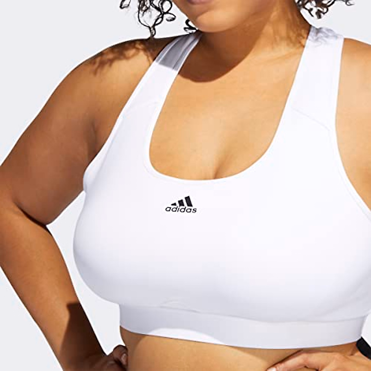 adidas Women's Plus Size Training Medium Support Racer Back Good Level Bra Padded w/ Removable Pads