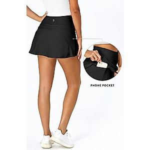 icyzone Athletic Tennis Skirts for Women with Pockets Shorts, Workout Running Golf Skorts (Black, Medium)