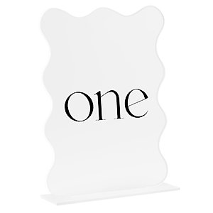 Frosted Acrylic Wave Sign with Stand-10 Pack 5x7 Inch Wavy Shape Acrylic Blank Table Signs and Base, DIY Wedding Table Numbers, Wedding Signage, Events& Parties (Frosted, 5x7 Inch)