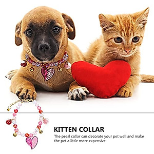 Heart Dog Necklace Collar Valentines Day Pet Pearls Neck Chain Adjustable Choker Wedding Collar Photo Prop Jewelry for Puppy Dog Cat Chihuahua Yorkie Rabbit Clothes Outfits Accessories M