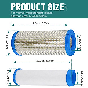 2508301-S Outer Air Filter & 2508304-S Inner for Kawasaki 11013-7020 11013-7019 11013-7044 11013-7045 M131802 M131803 FX651V FD731V FD750D FD791D FH601V FH641V FH680V FH721V Lawn Mower