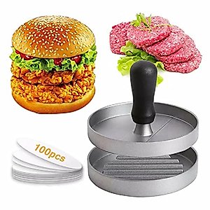 Burger Press 100 Patty Papers Set-Non-Stick Hamburger Press Patty Maker Mold for BBQ Barbecue Kitchen Grilling BPA Free
