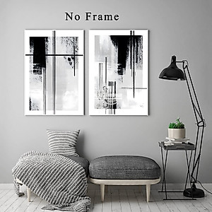 Black Neutral Wall Art Black and White Abstract Print Abstract Line Print Modern Abstract Wall Art Modern Line Painting Abstract Painting Black Ink Wall Art Black and Beige Painting 16x24inx3 No Frame