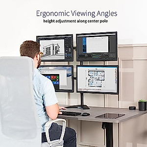 VIVO Quad 13 to 30 inch Monitor Free-Standing Mount, Fully Adjustable Desk Stand, Holds 4 Flat or Curved Display Screens, STAND-V004F