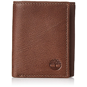Timberland Men's Leather RFID Blocking Trifold Wallet, Brown, One Size