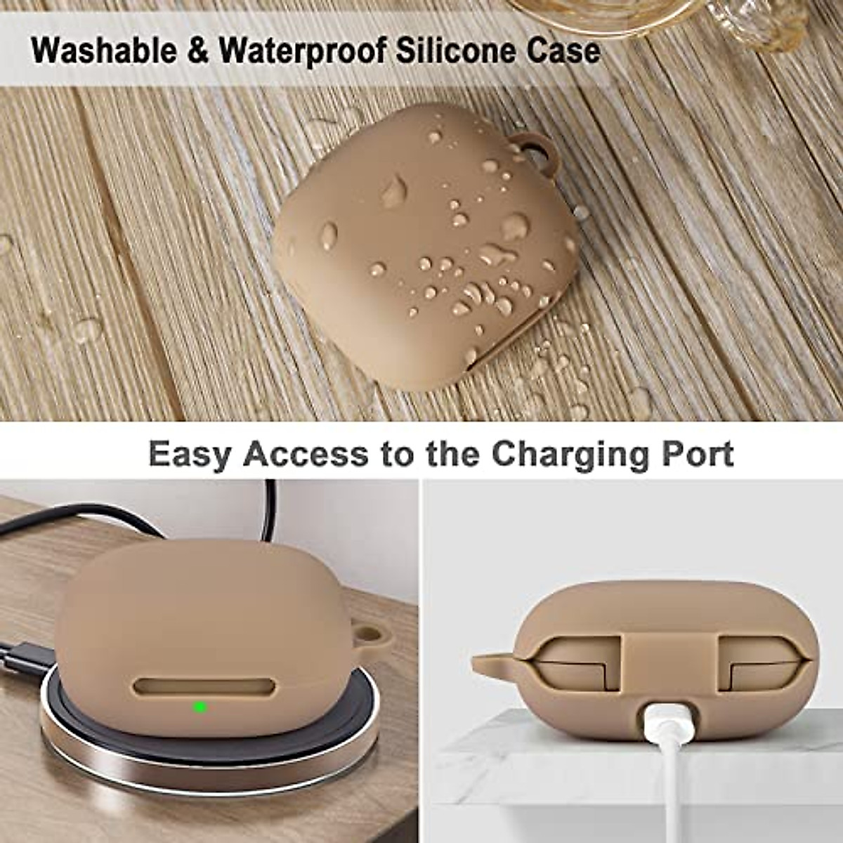 Beats Fit Pro Case Cover, AIRSPO Soft Silicone Case for Beats Fit Pro 2021 Shockproof Beats Fit Pro Earbuds Case Cover with Keychain （Dune）