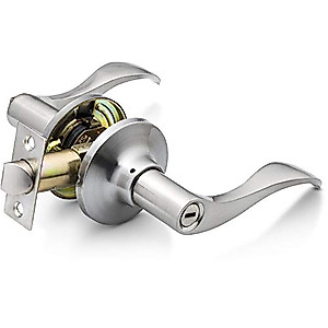 Berlin Modisch Entrance Lever Door Handle [Lock with Two Keys] for Office or Front Door with a Satin Nickel Finish, Reversible for Right & Left Side, Entry Lever Classic Series