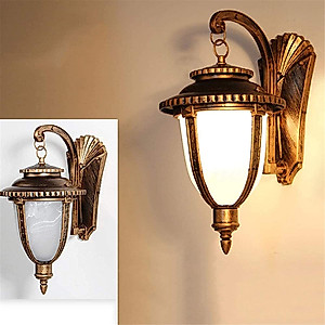 LJYT Retro Exterior Wall lamp Aluminum and Glass lampshade Waterproof Outdoor Wall lamp Staircase gate Entrance Garden Hanging E27 Wall lamp Home Decoration