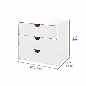 Lunmore 3-Drawer Vanity Organizer, Compact Storage Organization Drawers Set for Cosmetics, Dental Supplies, Bathroom, Dorm, Desk, Countertop, Office Mini Size
