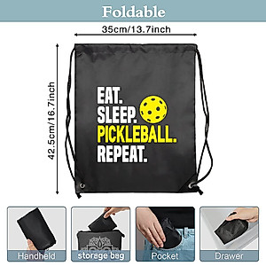 Haizct Eat Sleep Pickleball Drawstring Backpacks, Funny Pickleball Drawstring Bag for Men Women, Pickleball Sport Bag, Pickleball Player Gift, Sport Lovers Gift, Pickle Ball Accessory