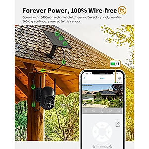 Ebitcam WiFi Security Cameras Wireless Outdoor, Solar Powered Pan tilt with PIR Motion Alert, 360° Overview, 2K Night Vision, Spotlight, Two Way Audio, Suports 2.4Ghz WiFi, SD&Cloud Storage for Home