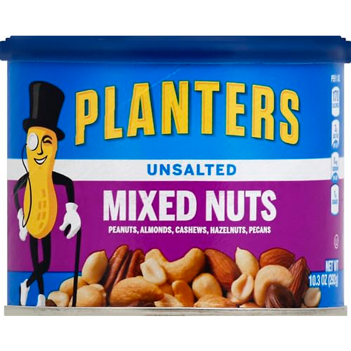 PLANTERS Roasted Unsalted Mixed Nuts, 10.3 oz Canister