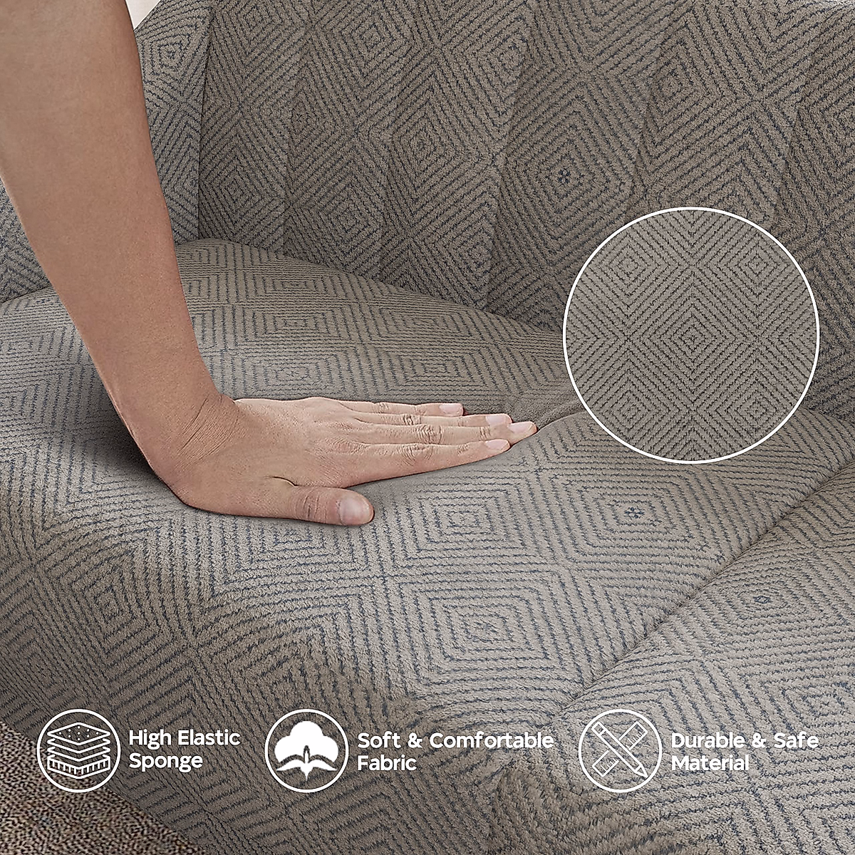 Velvet Futon Sofa Bed Couch, 74" Grey Convertible Sleeper Sofa, Loveseat Futon Couch with Adjustable Backrests, Couches for Living Room Bedroom Apartment