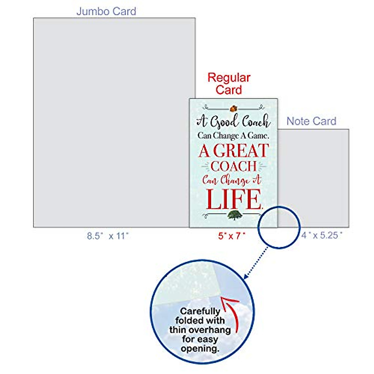 NobleWorks - 1 Thank You Notecard for Teacher - Team Sports Gratitude, Student Athlete Appreciation Card with Envelope, Notes for Mentors and Instructor - Life-Changing Coach C3127TYG