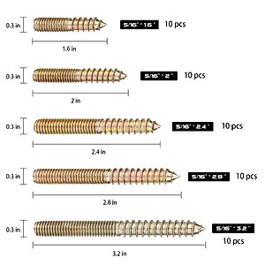 50pcs 8x30/40/50/60/70/80MM Dowel Screw Zinc Plated Iron Double Ended Screw Self Tapping Furniture Screw