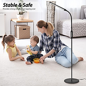 Dragon-Hub Bright Led Floor Lamp with Remote, Floor Light Touch, 3 Colors 5 Brightness 10 Mins Timer, Eyelash Lamp for Eyelash Extensions Lash Light Reading Lamp (Black - R)