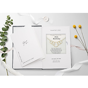 Sterling Silver 50th Birthday Necklace for Women - 5 Linked Rings for 5 Decades Pendant, 50th Birthday Gift Jewelry for Her, Best Friend Turning 50, Wife gift for 50th Birthday Celebrations