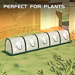 Pop Up Greenhouse 16.5x3.3x3.3FT Flower House Mini Gardening Plant Flower Sunshine Room Tunnel Garden PVC Greenhouse Cover for Cold Frost Protector Gardening Plants