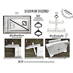 Felt Creative Home Goods Rustic Wood Two Tiered Tray, Rectangle 2 Tier Serving Tray for Coffee Bar, Kitchen Counter, Dining Room Table, Cupcake Stand, Holiday and Farmhouse Decor (Rustic Brown)