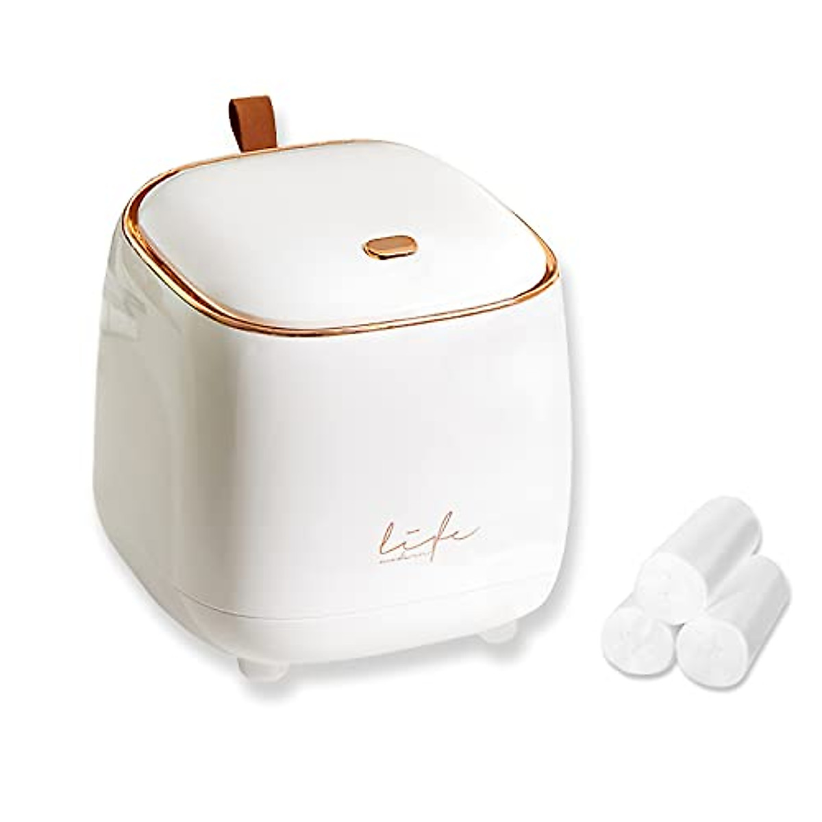 Aiabaleaft Mini Trash Can with 3 Rolls of Trash Bags, ABS Material Desktop Trash Can, 1.5 Liters Waste Can Applicable for Bathroom Vanity, Coffee Table, Offices, Waste Basket (White)