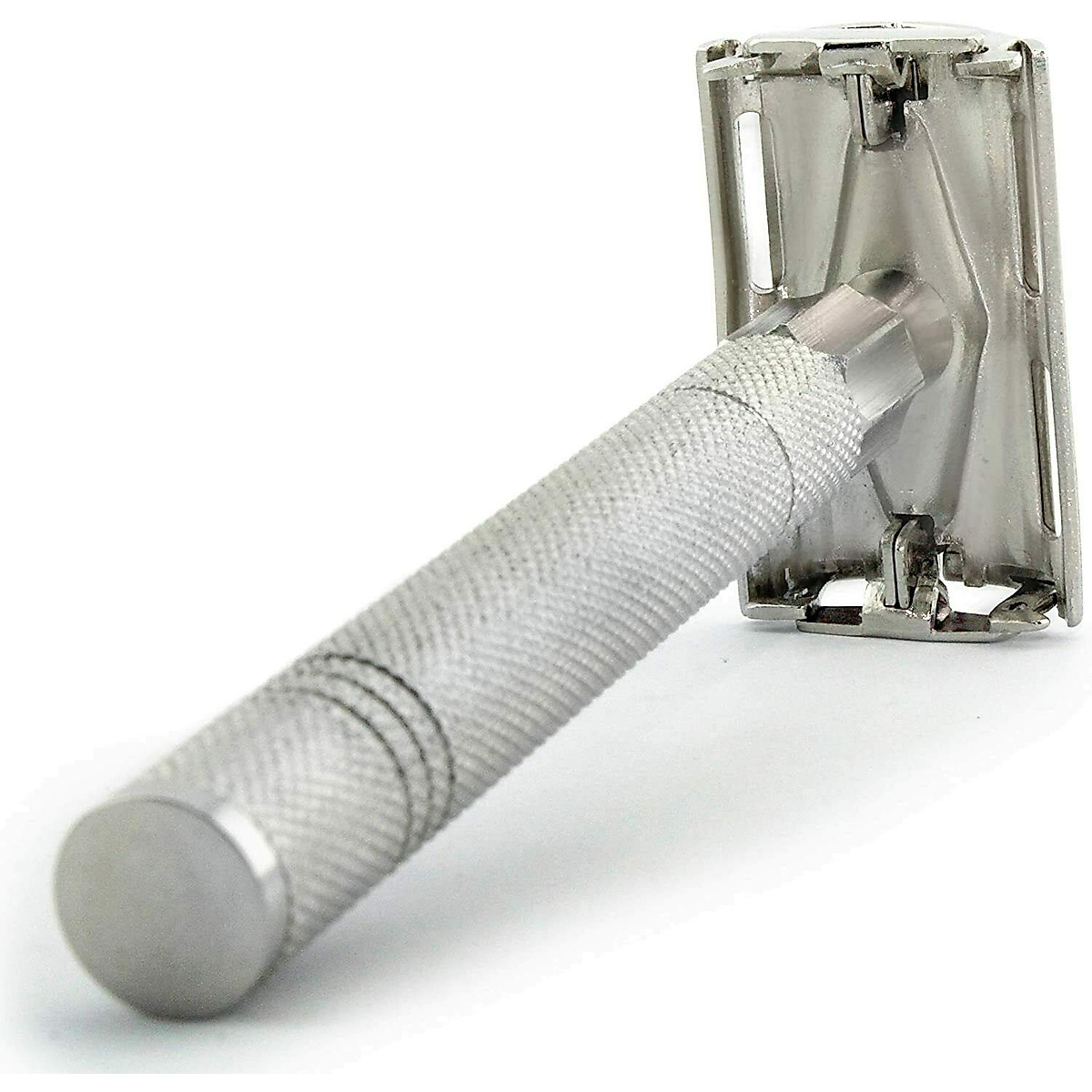 Krisp Beauty Long Handled Double Edge Safety Razor, Butterfly Open Men Women Shaving Razor with 5 Premium Double Edge Shave Blades