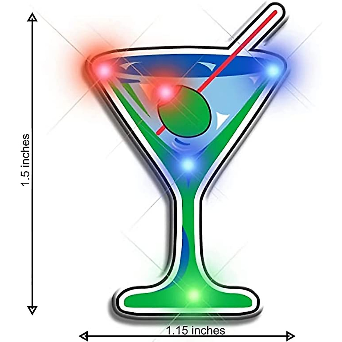 Well Martini Flashing Body Light Lapel Pins by Blinkee