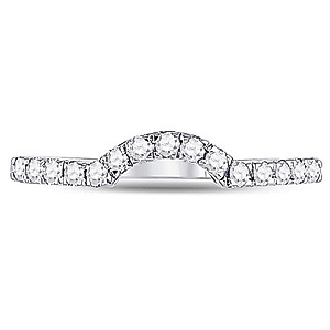 FB Jewels 14K White Gold Womens Round Diamond Curved Wedding Band Ring 1/4 Cttw Size 6