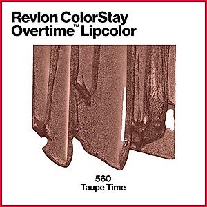 Liquid Lipstick with Clear Lip Gloss by Revlon, ColorStay Overtime Lipcolor, Dual Ended with Vitamin E in Plums & Berries, 560 Taupe Time, 0.07 Oz