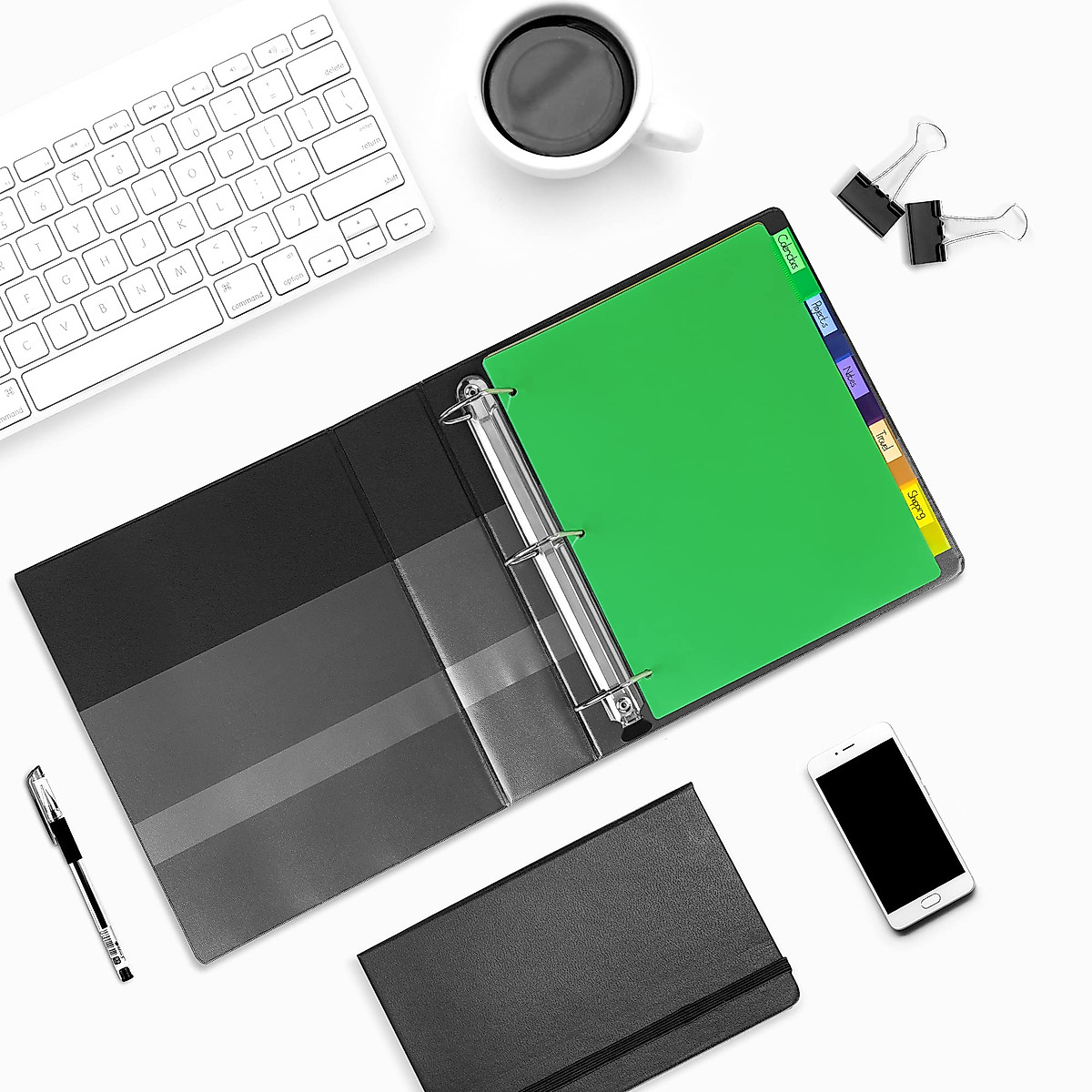 Amazon Basics 3 Ring Binder Dividers With 5 Tabs, Plastic Binder Dividers, Pack of 3 Sets (15 Dividers Total)