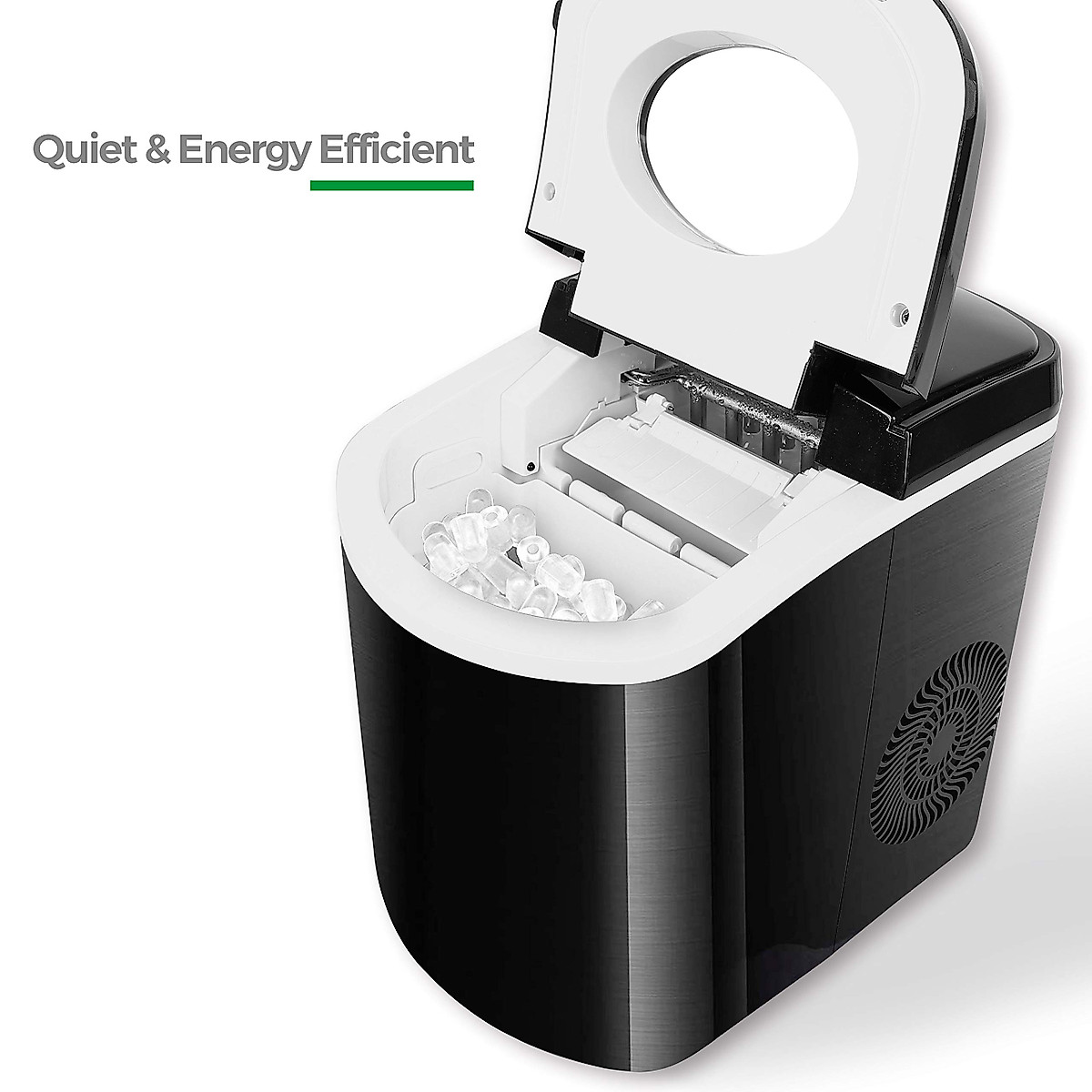 Caynel Countertop Ice Maker Machine – 9 Ice Cubes Ready in 6 Mins - 26LBS/24Hrs, LED Indicator Lights – Compact Portable Ice Cube Maker with Ice Scoop and Basket for Home Office Bar Party (M, 1)