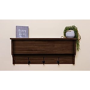 Tactical Traps Rustic Coatrack Hidden Storage with Trap Door | Compact Storage with RFID Lock | Easy Installation | Hidden 2nd Amendment Item Compartment | 36” X 15” X 5 ¾” I Dark Walnut