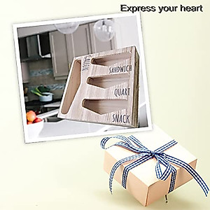 GONNADOO Wood Ziplock Organizer Box, Wood Kitchen Food Baggie Organization Dispenser for Kitchen Drawer Box, organizers and storage with Gallon, Quart, Sandwich and Snack Variety Size Bags (Natural)