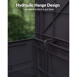 DEXSO Deck Box 120 Gallons Outdoor Storage Box for Patio Cushions Pillows Sofa Cover Gardening Tools Kids Toy Pool Towel & Chemicals, Open & Close with One Hand, Black