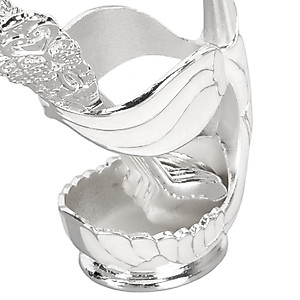 Swan Base Holder Silver Metal Coffee Dessert Spoon Set Swan Teaspoon Dinnerware Set with 6 Spoons, Swan Spoon Organizer for Coffee Fruit Desserts