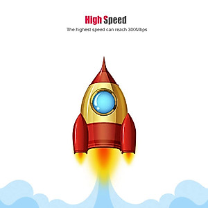 USB Adapter for PC,300Mbps USB2.0 2.4Ghz Network Card Adapter Dongle Transceiver,Support 64/128-Bit WEP,Support for Windows 2000/ Xp/Vista/7/8/10//Linux