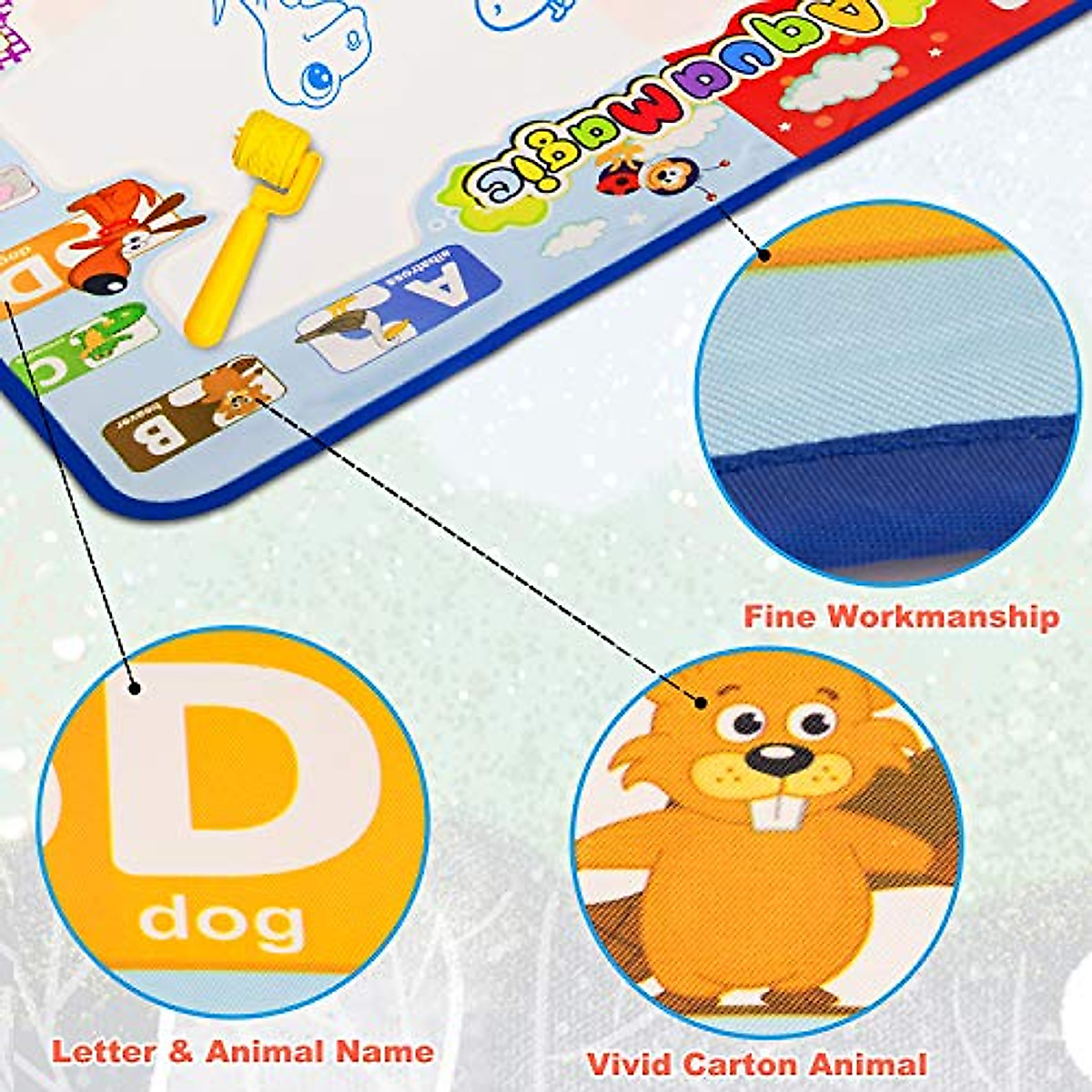 Ayeboovi Toddler Toys Water Drawing Mat Toy for 3 4 5 Year Old Girl Magic Toddler Painting Kit