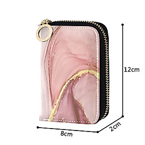 Mixing Acrylic Paints Pink Gold Marble Texture Modern Art Credit Card Coin wallet, Key Change Organizer Zipper Purse Compact Clutch Pouch Pocket, RFID Blocking Women Leather Card Holder