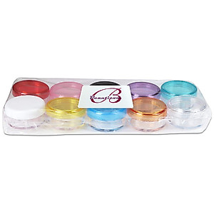 Beauticom® 10 Pieces 5G/5ML Empty Container Jars with MultiColor Lids for Makeup Cosmetic Samples, Small Jewelry, Beads, Nail Charms and Accessories
