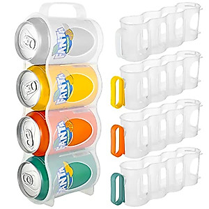 4 Pcs Plastic Portable Soda Can Organizer for Refrigerator Organizer Bins Drink Storage for Fridge Soda Can Holder for Refrigerator Beer Can Racks Drink Can Dispensers for Beverage Pantry Fridge Shelf