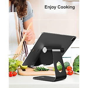 Doboli Tablet Stand Tablet Holder for Desk Adjustable Stand Foldable Tablet Holder Compatible with Ipad Galaxy Tab iPhone Kindle Black