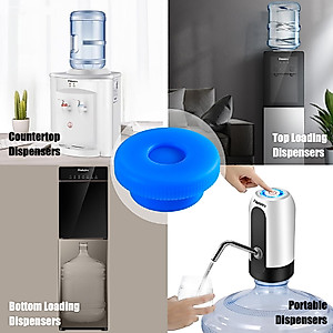 5 Gallon Water Jug Cap Reusable, Non-Spilling 55mm Water Bottle Dispenser Caps, Silicone 5 Gal Jug Replacement Caps Lids Anti Splash (Ocean Blue, 3 Pack)